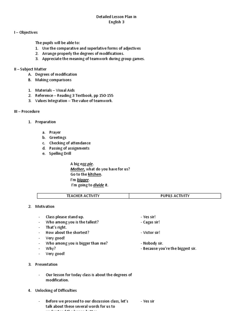 Detailed Lesson Plan in English 3 2 | PDF | Lesson Plan | Adjective