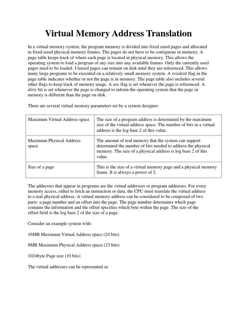 Virtual Memory Address Translation | PDF | Computer Data Storage | Cpu ...