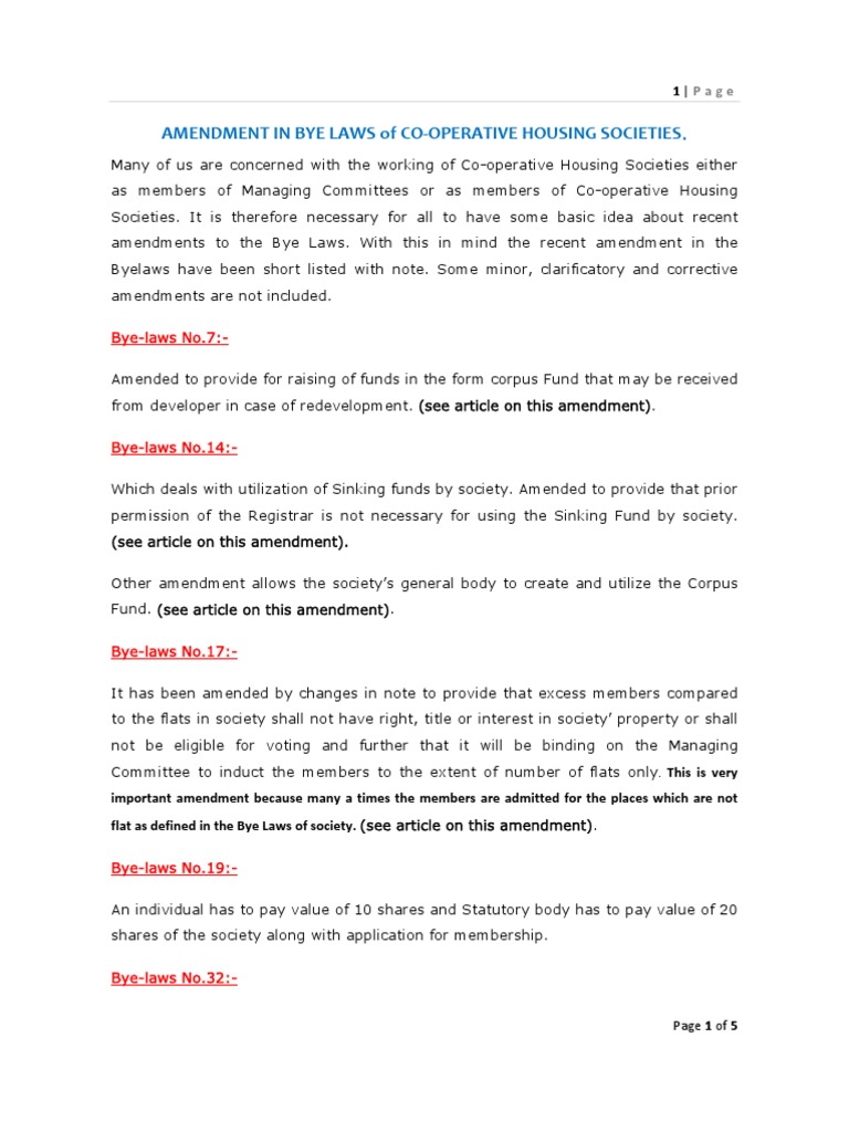 Article Amendment in Bye Laws | By Law | Expense