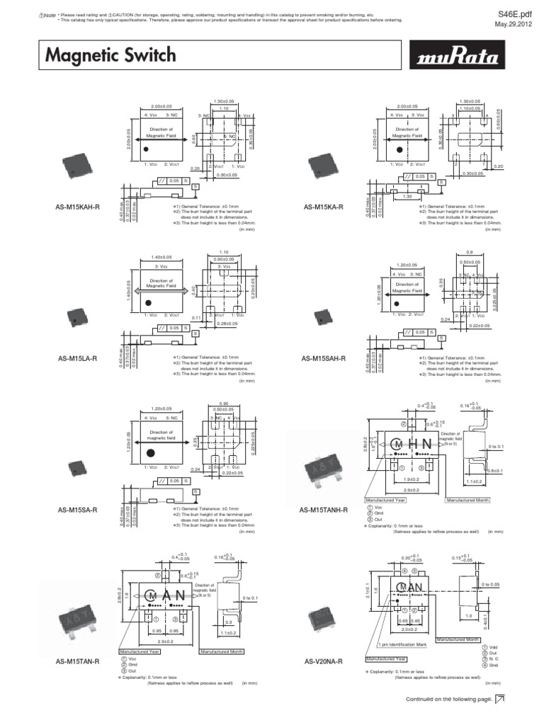 Specifications and Part Number Breakdown for Murata Magnetic Switches | PDF
