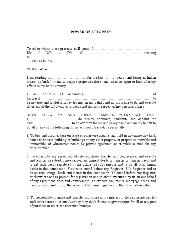 Who Executes A Deed To Create A Power Of Attorney