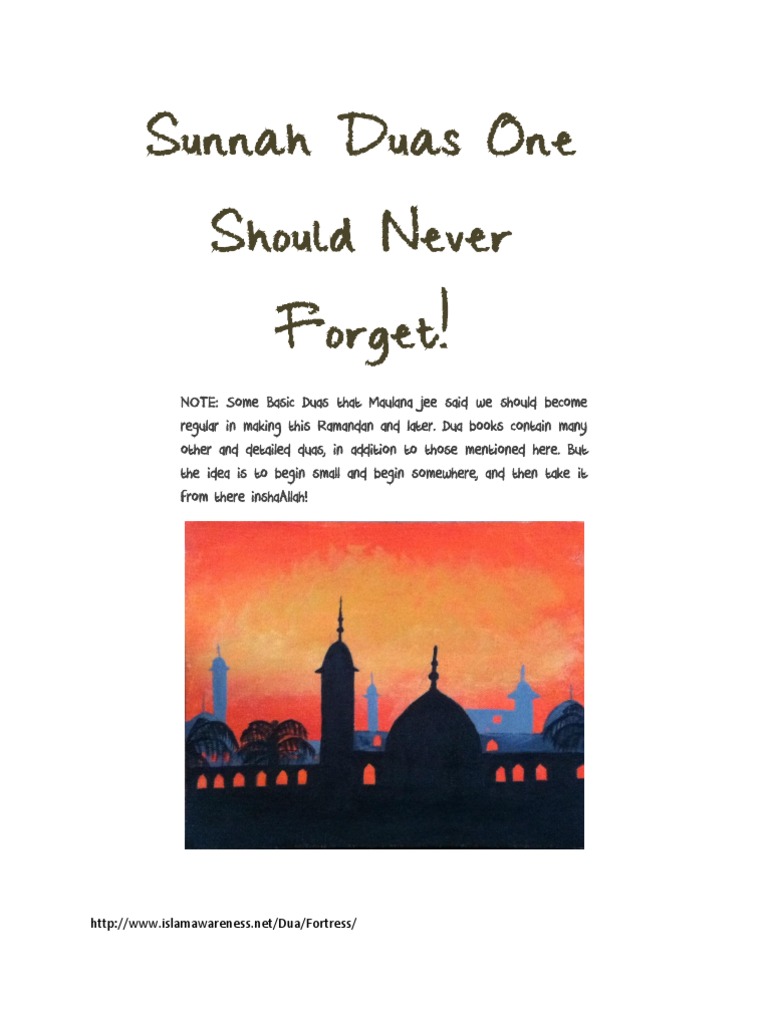 Sunnah Duas One Should Never Forget PDF | Download Free PDF | Allah ...