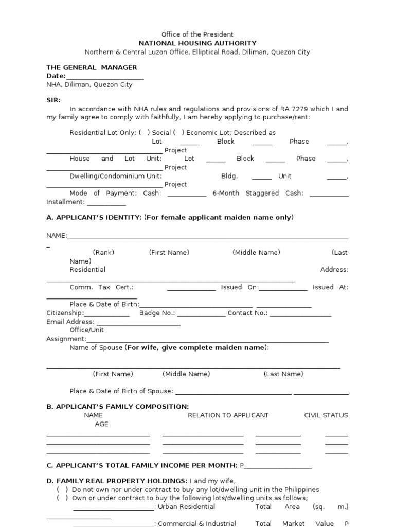 NHA Application Form-1 | PDF | Government Information | Justice