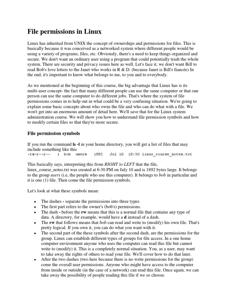 Linux-File Permissions | PDF | Computer File | Superuser