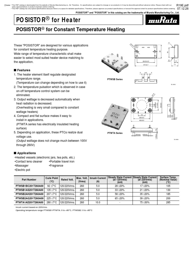 PTC Heater Specifications and Applications | PDF | Hvac | Soldering