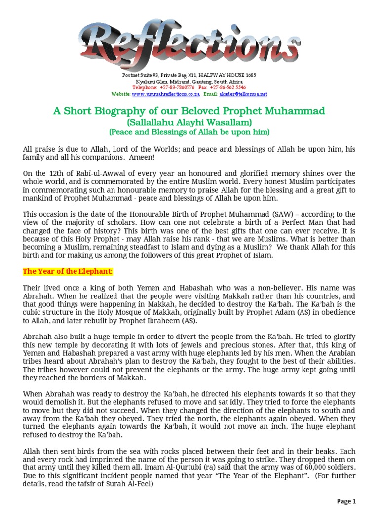 Short Biography of Prophet Muhammad | PDF | Muhammad | Medieval Muslims