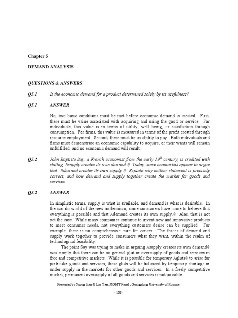 Demand Analysis: Questions & Answers Q5.1 Q5.1 Answer | Download Free ...