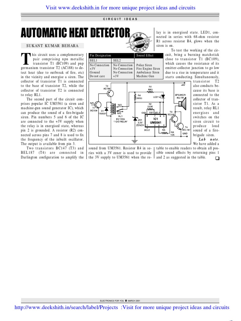 Automatic Heat Detector | PDF | Transistor | Bipolar Junction Transistor