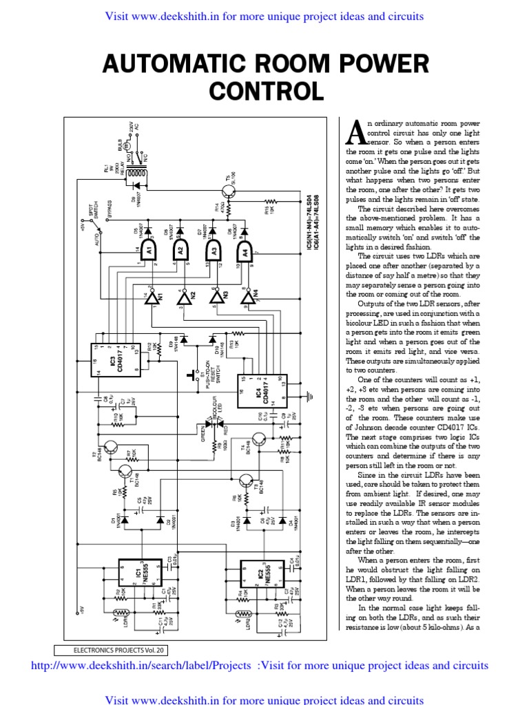 Automatic Room Power Control Circuit | PDF | Capacitor | Transistor
