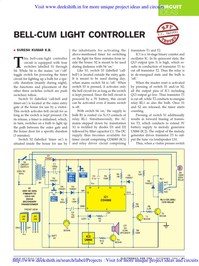 Bell and Light Controller | PDF | Switch | Transistor