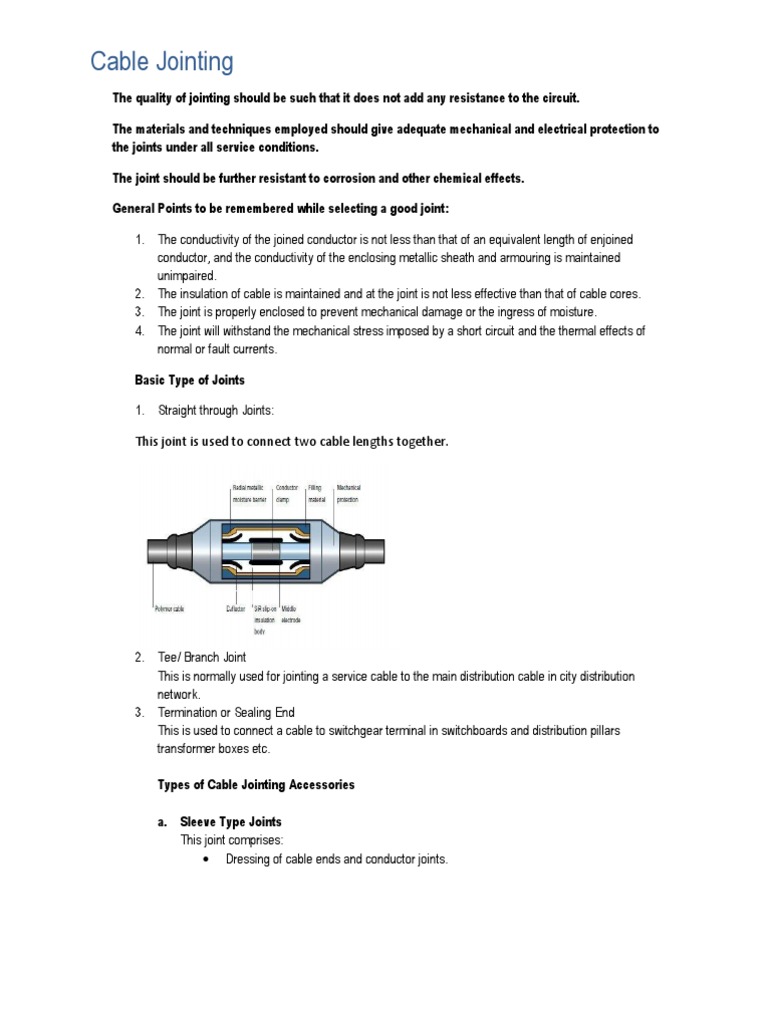 Types of Cable Joints Explained | PDF | Technology & Engineering