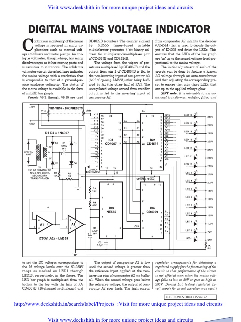 Digital Main Voltage Indicator | PDF | Electronic Circuits | Electrical ...