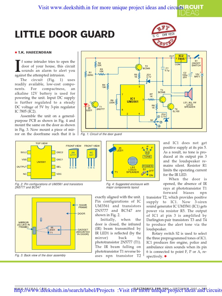 Door Guard | Electronic Circuits | Transistor