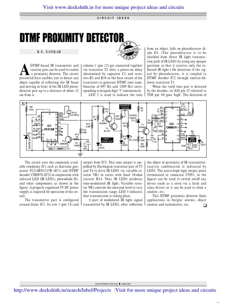 DTMF Proximity Detector | PDF | Electronic Circuits | Detector (Radio)