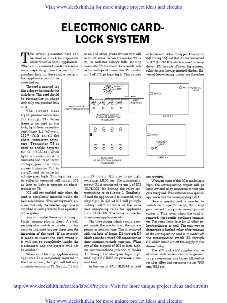 Electronic Card-Lock System Guide | PDF | Relay | Computer Engineering