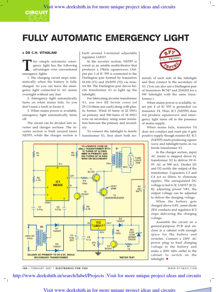 Emergency Light | PDF | Power (Physics) | Computer Engineering