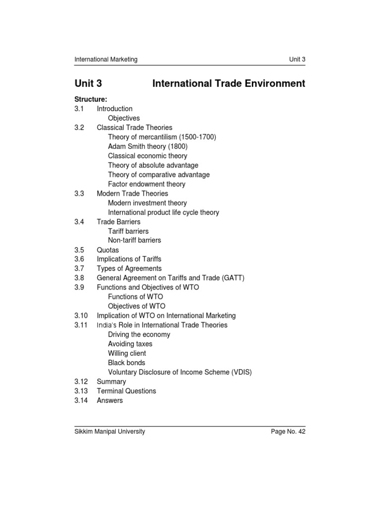 Unit 3 International Trade Environment: Structure | PDF | Tariff ...