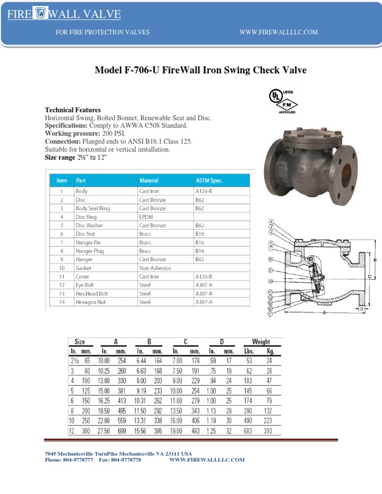 UL FM Swing Check Valve | PDF | Technology & Engineering