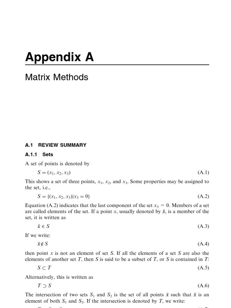 Appendix A: Matrix Methods | PDF | Eigenvalues And Eigenvectors | Matrix (Mathematics)