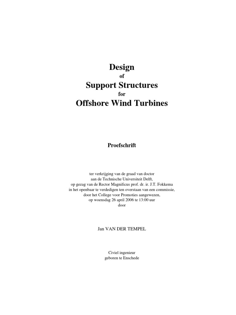 Design or Support Structures For Offshore Wind Turbines | PDF ...