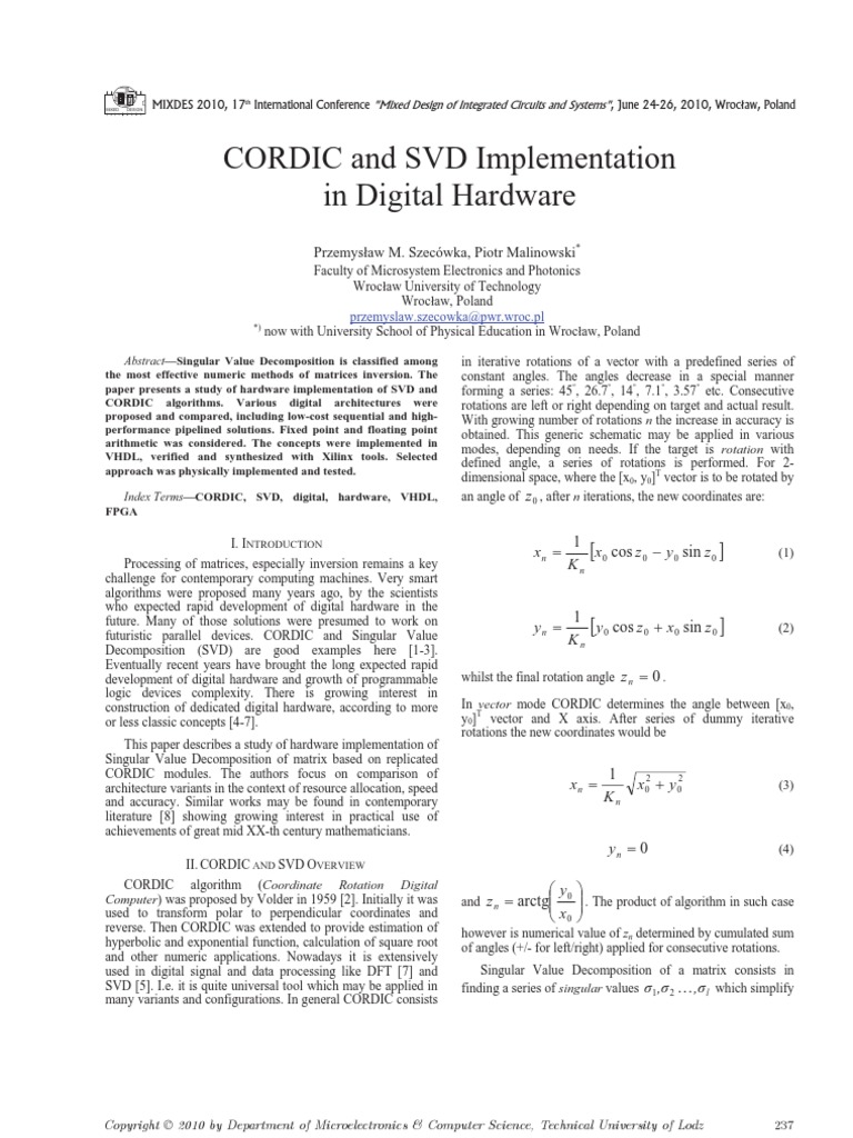 Cordic SVD HW | PDF | Matrix (Mathematics) | Vhdl