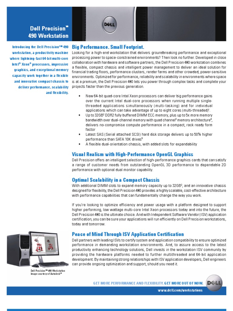 Dell Precision 490 Workstation: Big Performance. Small Footprint | PDF ...