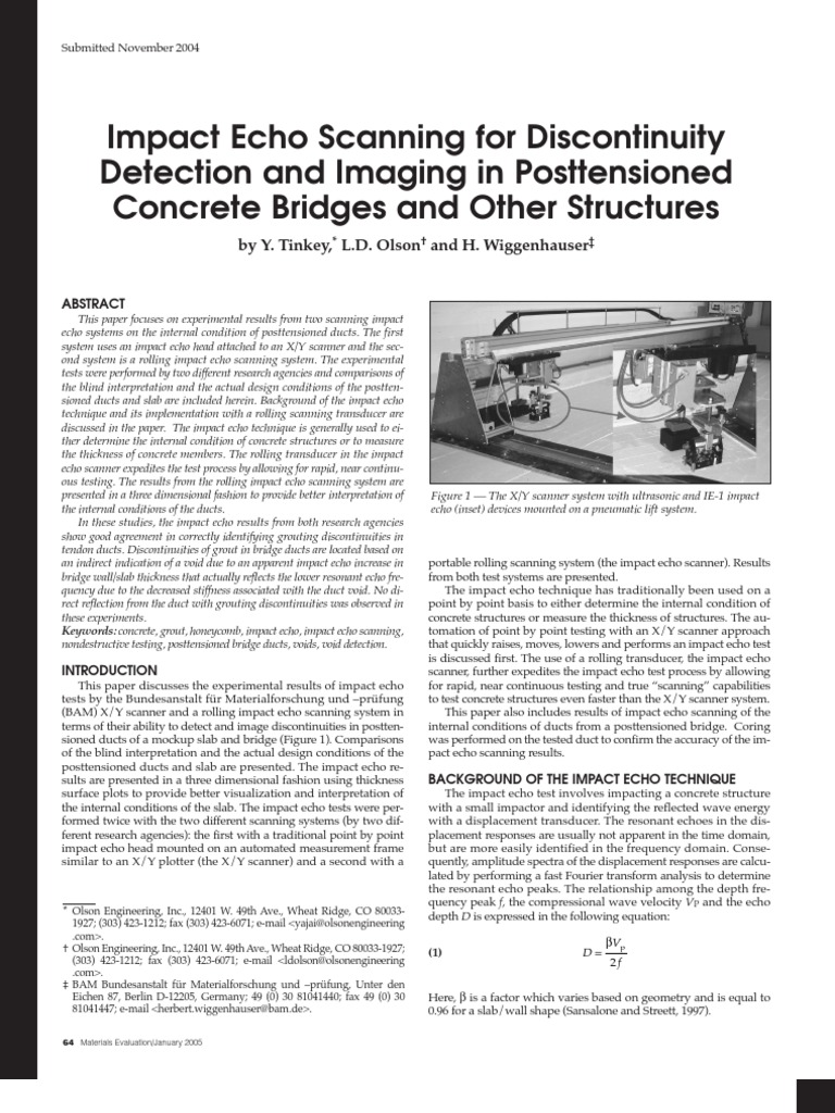 Impact Echo Scanning For Discontinuity Detection and Imaging in ...
