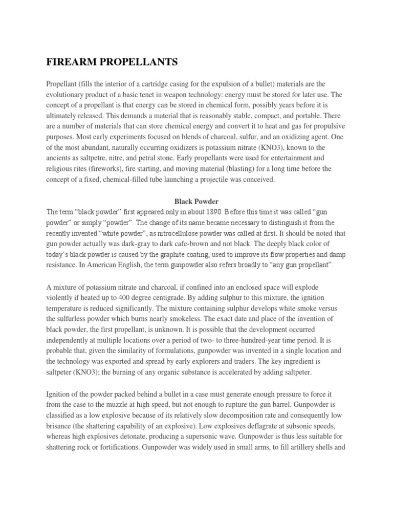 Firearm Propellants | PDF | Gunpowder | Explosive Material