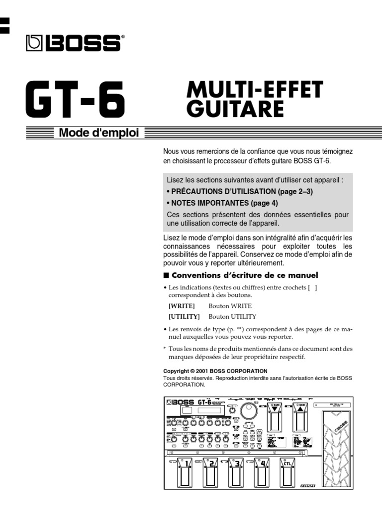 BOSS GT-6 Manuel D'utilisation | PDF | Technologie sonore | Ingénierie audio