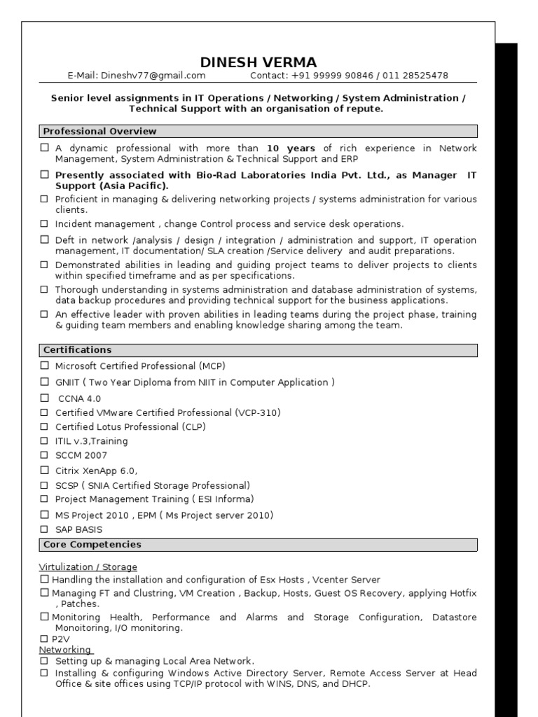 Dinesh Resume | PDF | Active Directory | System Administrator