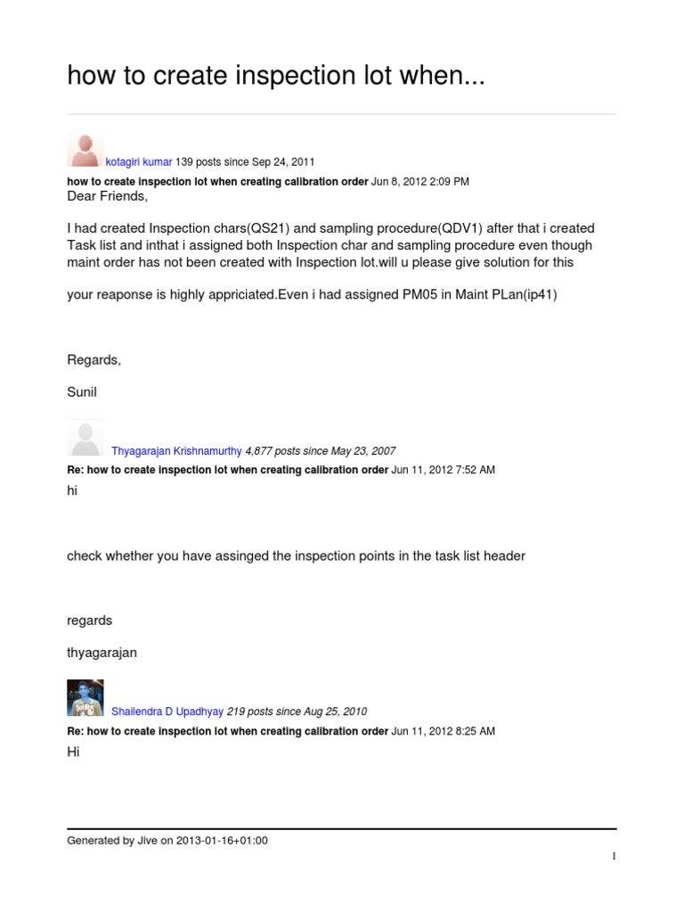 How To Create Inspection Lot When Creating Calibration Order | PDF