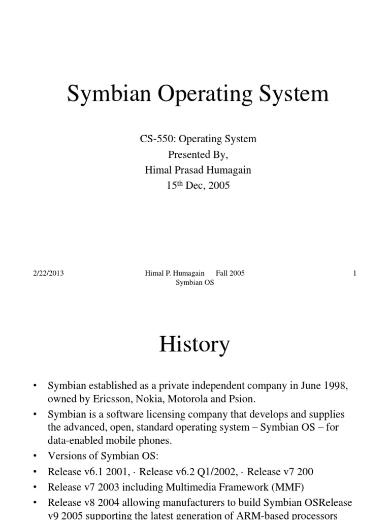 SymbianOS by Himal Humagain 2005 Fall | PDF | Computers