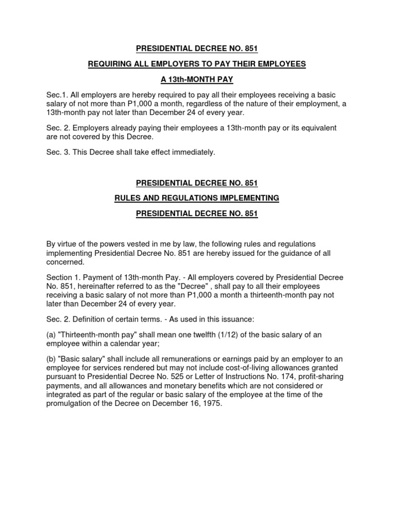 13th Month Pay Law | PDF | Employee Benefits | Piece Work