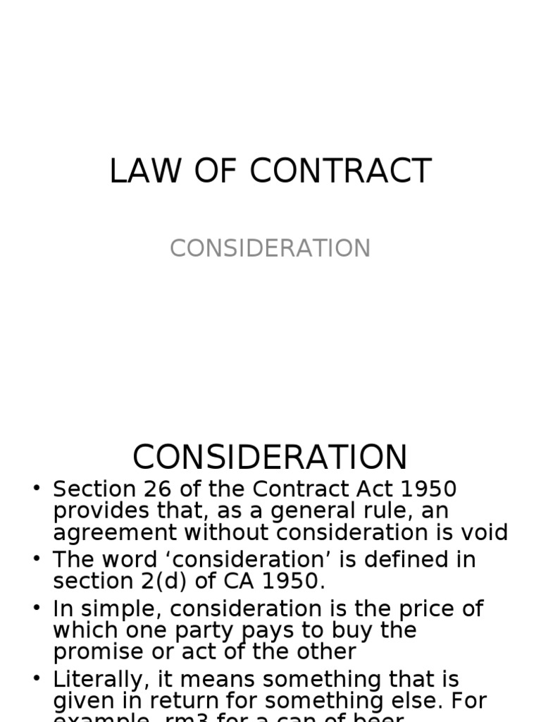 Law of Contract: Consideration | PDF | Consideration | Legal Concepts