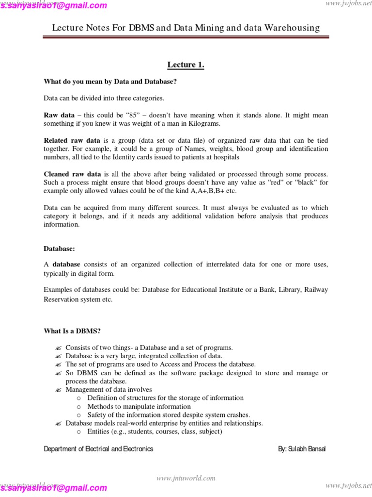 Dbms Notes | PDF | Databases | Conceptual Model