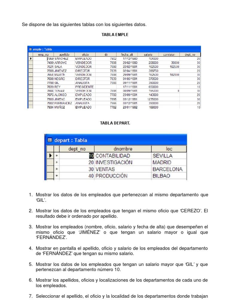 Consultas SQL para Gestión de Empleados | PDF