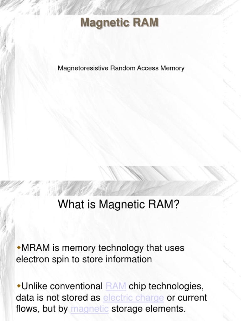 Magnetic RAM: Magnetoresistive Random Access Memory | PDF | Computer Data Storage | Random ...
