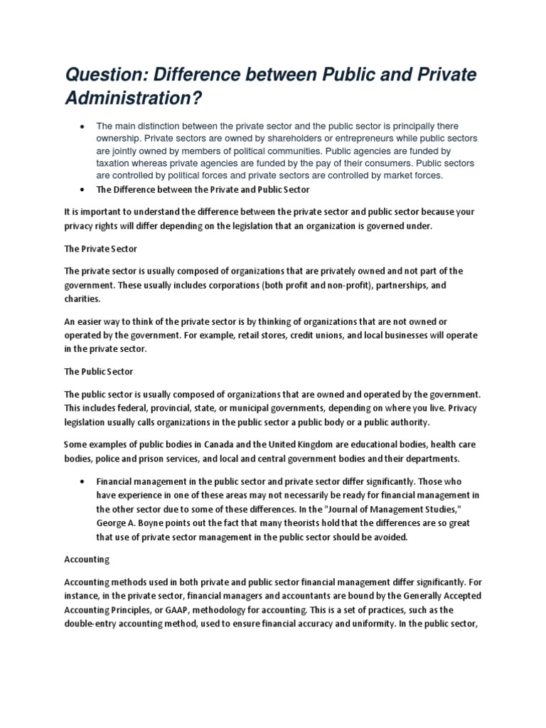 Public vs Private Administration Explained | PDF | Public ...