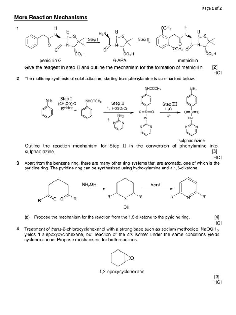 Reaction Mechanism Questions | PDF