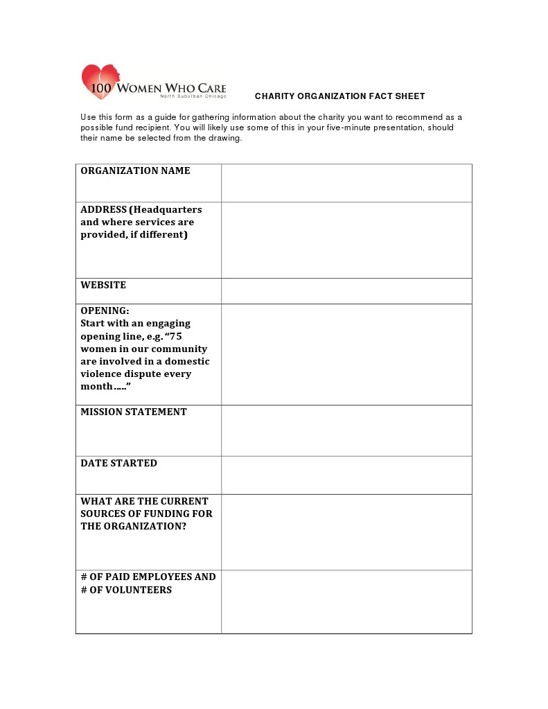 Charity Organization Fact Sheet | PDF | Career & Growth | Business