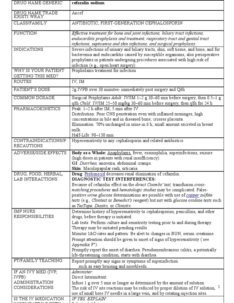 Cefazolin Sodium Ancef | PDF | Clinical Medicine | Medical Specialties