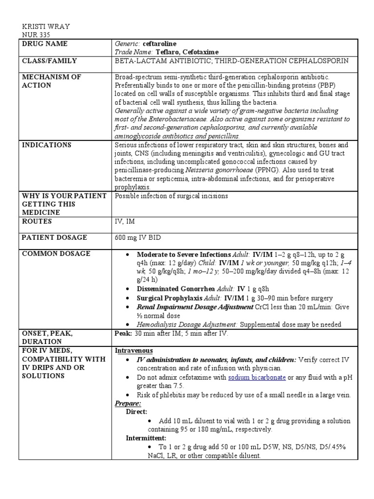 Ceftaroline Teflaro Cefotaxime | PDF | Drugs | Diseases And Disorders