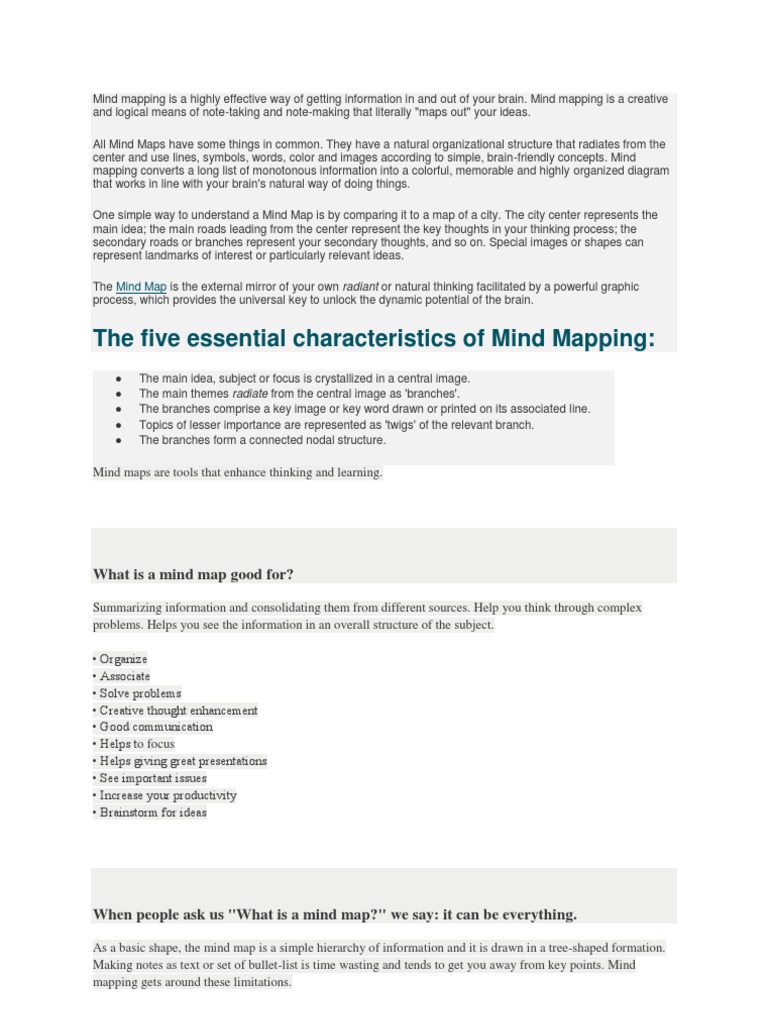 Mind Mapping | PDF | Thought | Mind