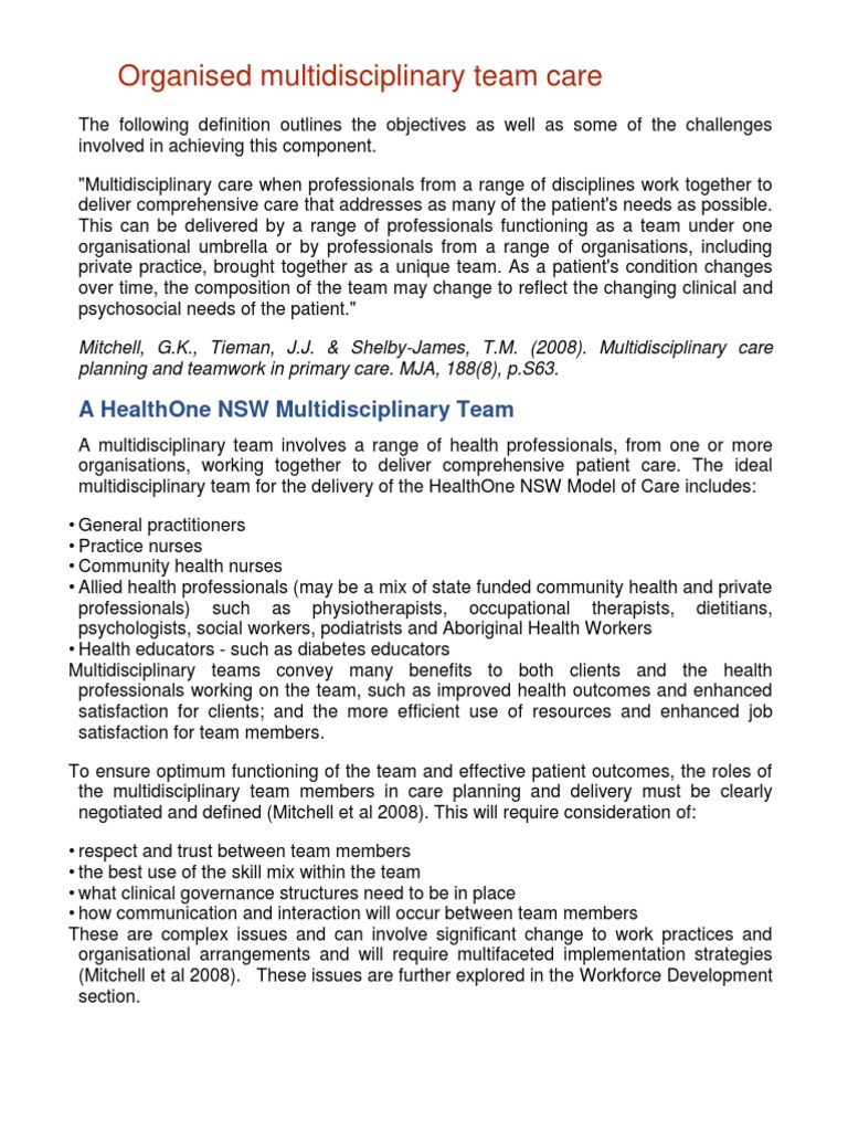 Organised Multidisciplinary Team Care | PDF | Health Professional ...