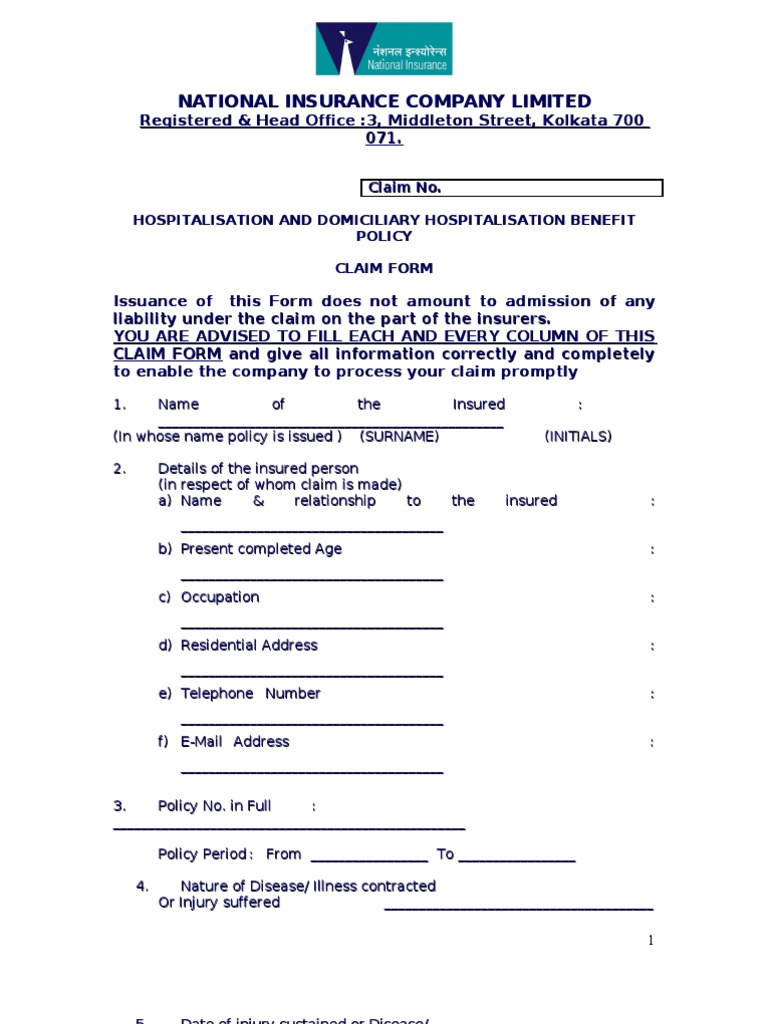 National Insurance Company Limited | PDF | Pathology | Hospital
