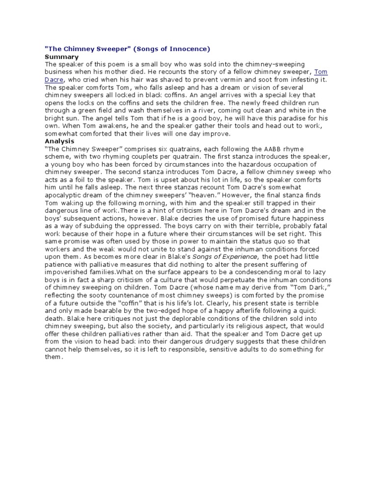 The Chimney Sweeper | PDF | Poetry