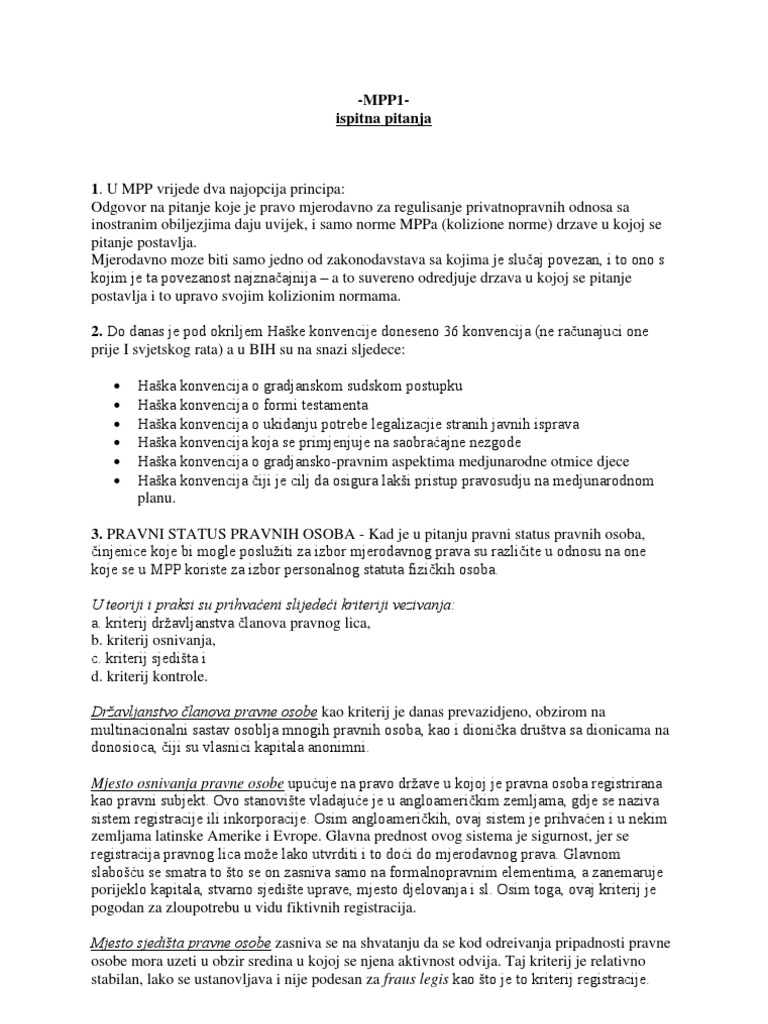 MPP1 Povađena Ispitna Pitanja | PDF