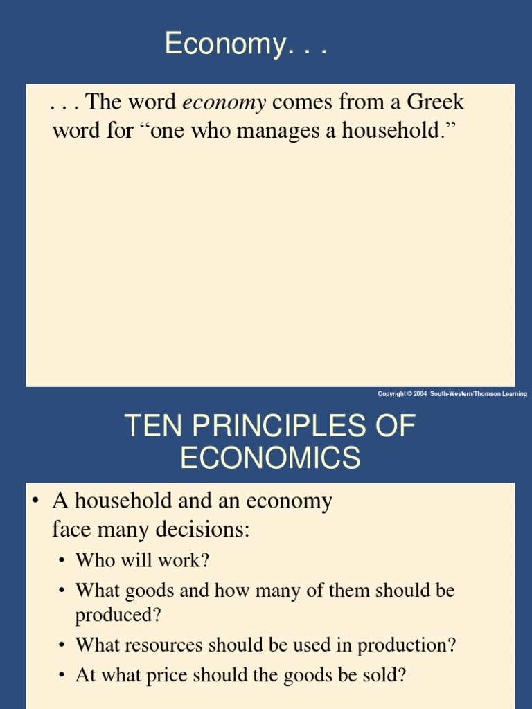 Economy. - .: - . - The Word Economy Comes From A Greek Word For "One ...