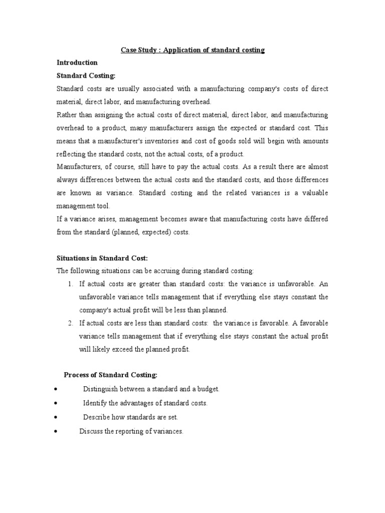 Case Study - Application of Standard Costing | PDF | Debits And Credits ...