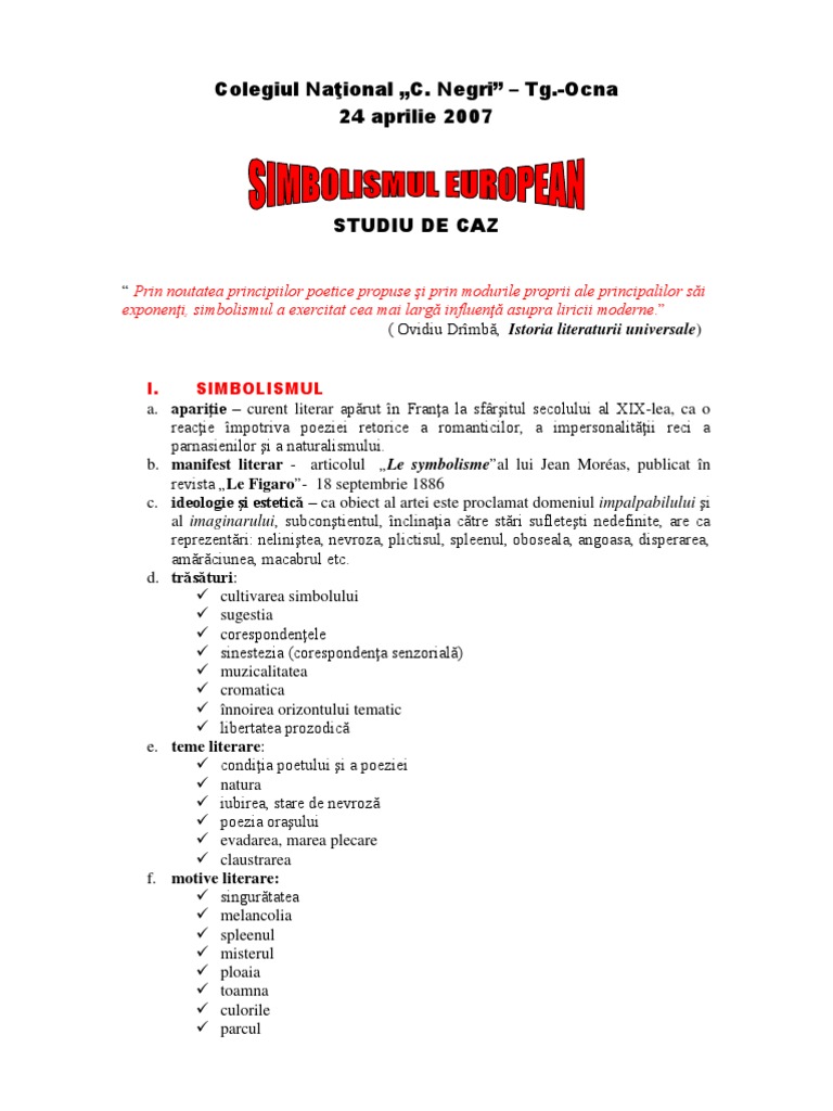 Simbolismul European | PDF